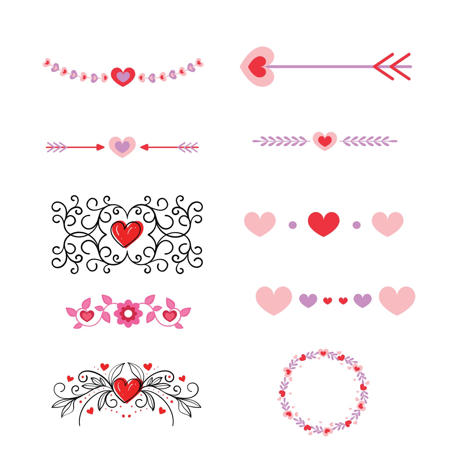 Heart Border Svg Bundle, Heart Border Clipart for Cricut, Heart Border ...