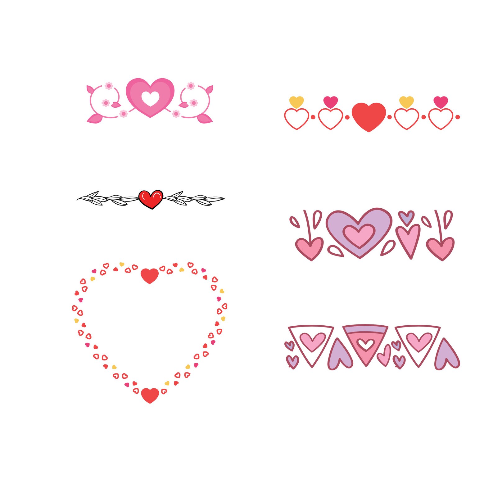 Heart Border Svg Bundle, Heart Border Clipart for Cricut, Heart Border ...