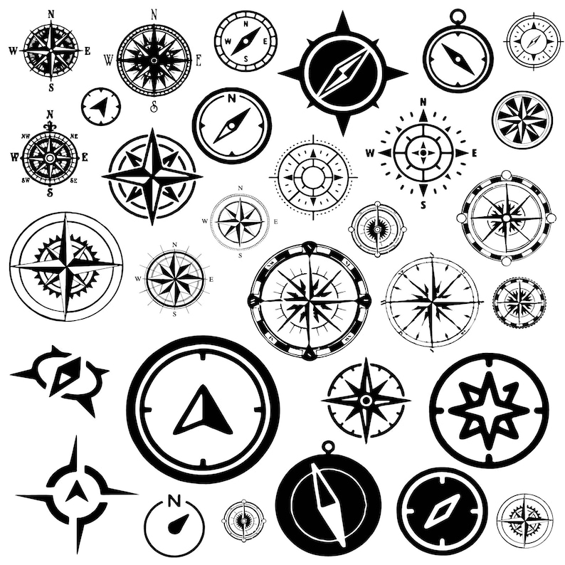 Compass Svg Bundle, Compass Clipart for Cricut, Nautical Silhouette ...
