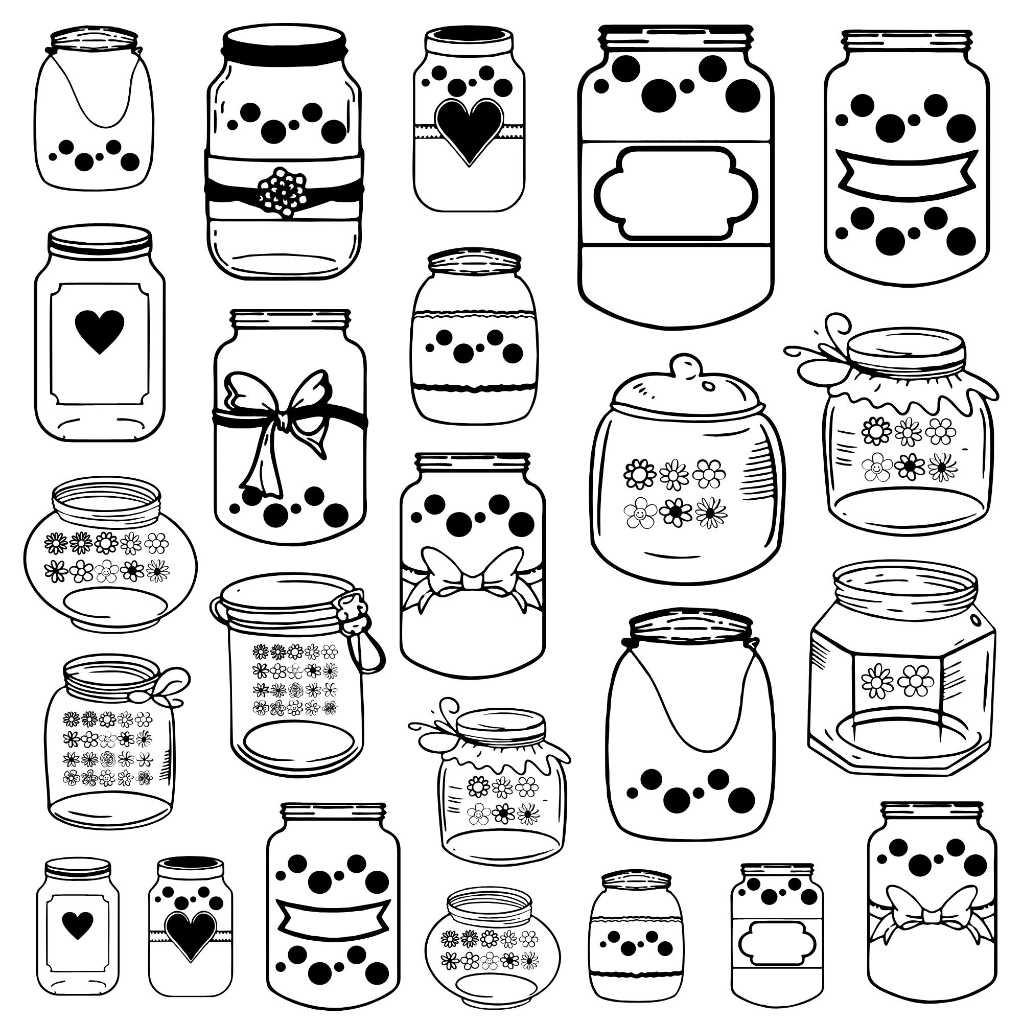 Mason Jar Svg Bundle, Glass Jar Clipart, Kitchen Vector, Mason Jar ...