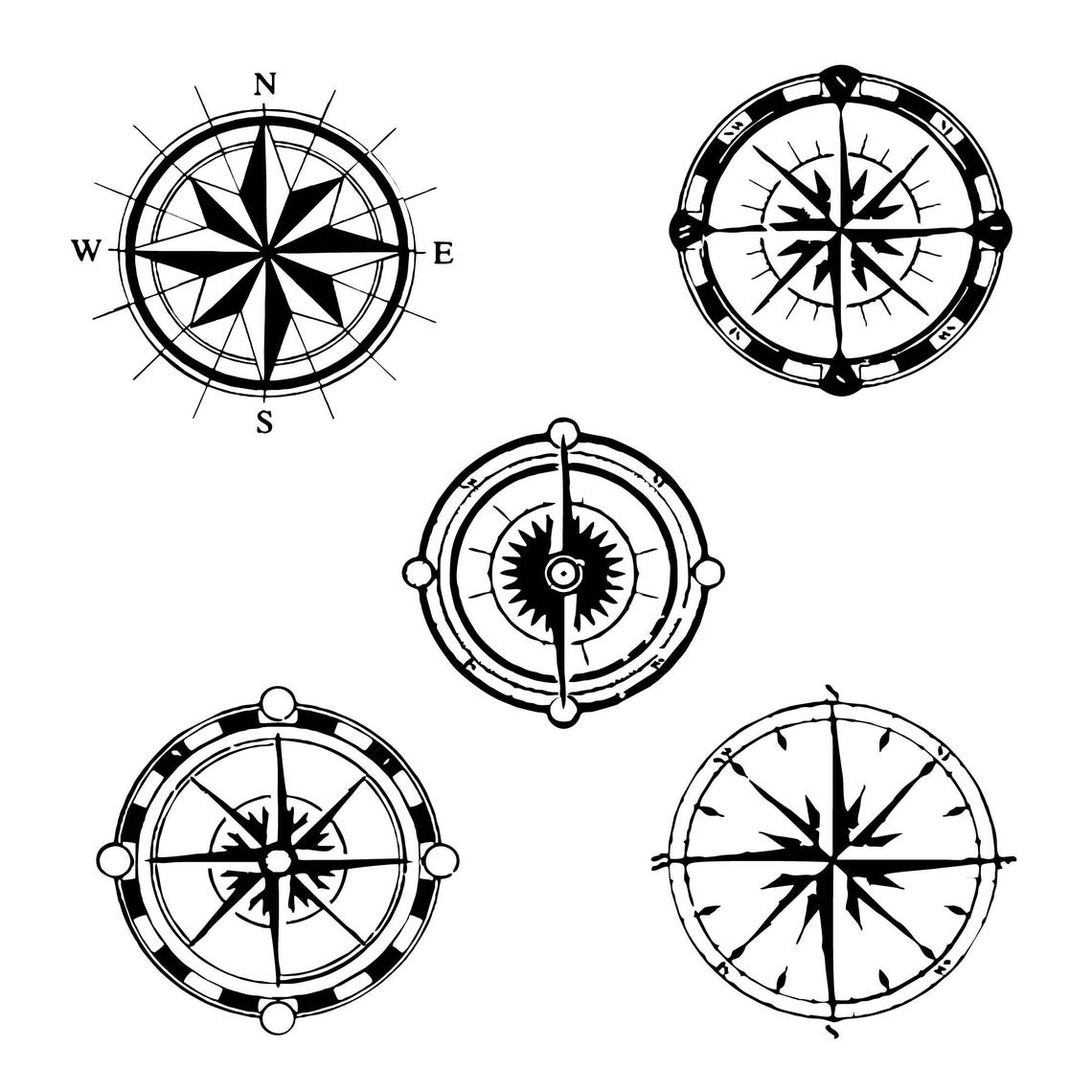 Compass Svg Bundle, Compass Clipart for Cricut, Nautical Silhouette ...