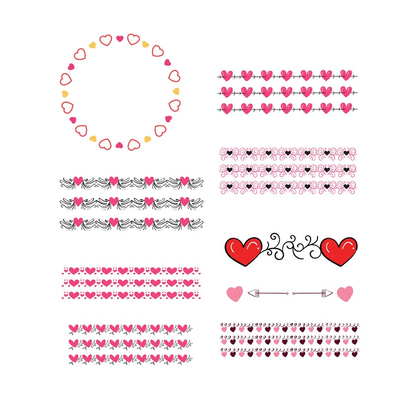 Heart Border Svg Bundle, Heart Border Clipart for Cricut, Heart Border ...