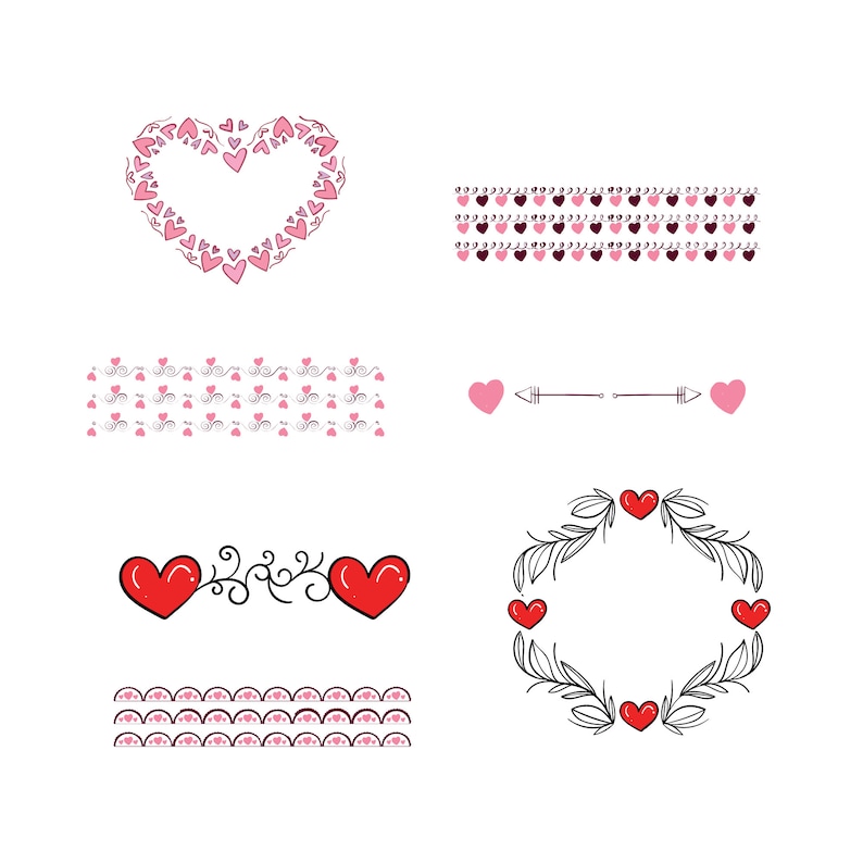 Heart Border Svg Bundle, Heart Border Clipart for Cricut, Heart Border ...