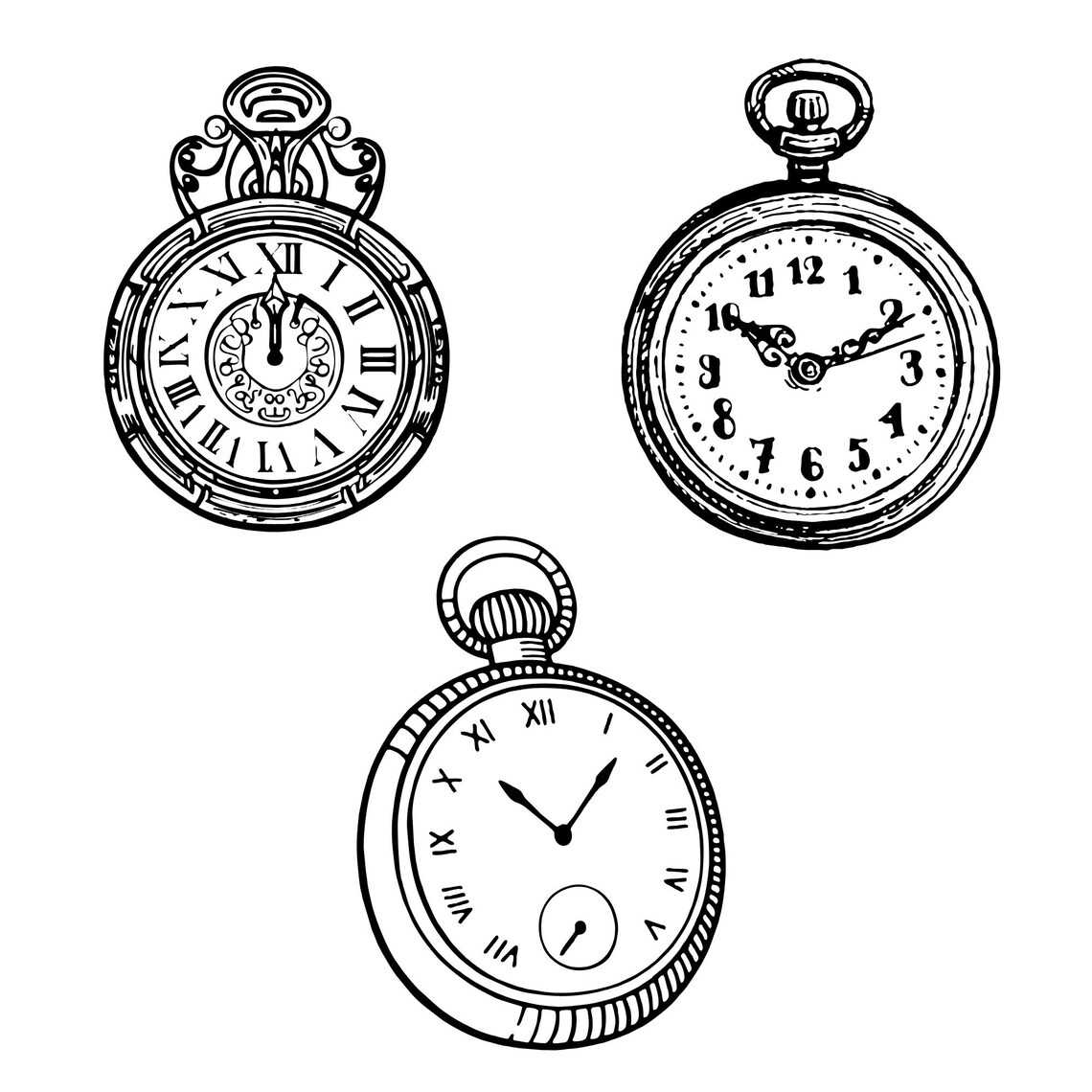 Pocket Watch Svg Bundle, Vintage Pocket Watch Clipart, Pocket Watch ...