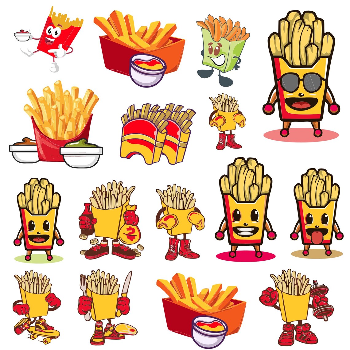 French Fries Svg Bundle, French Fries Clipart, Food Vector, Fries Decal ...
