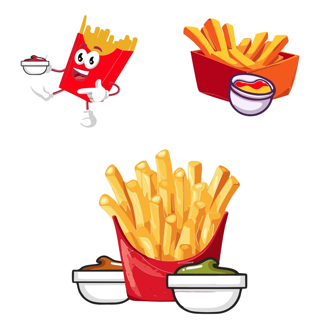 French Fries Svg Bundle, French Fries Clipart, Food Vector, Fries Decal ...