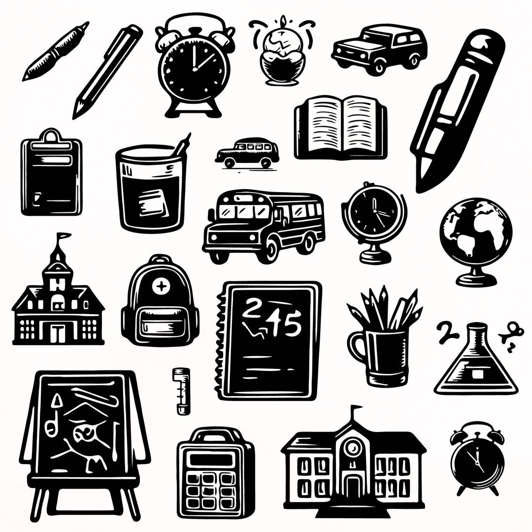 Back to School Svg Bundle, School Clipart for Cricut, School Supplies ...