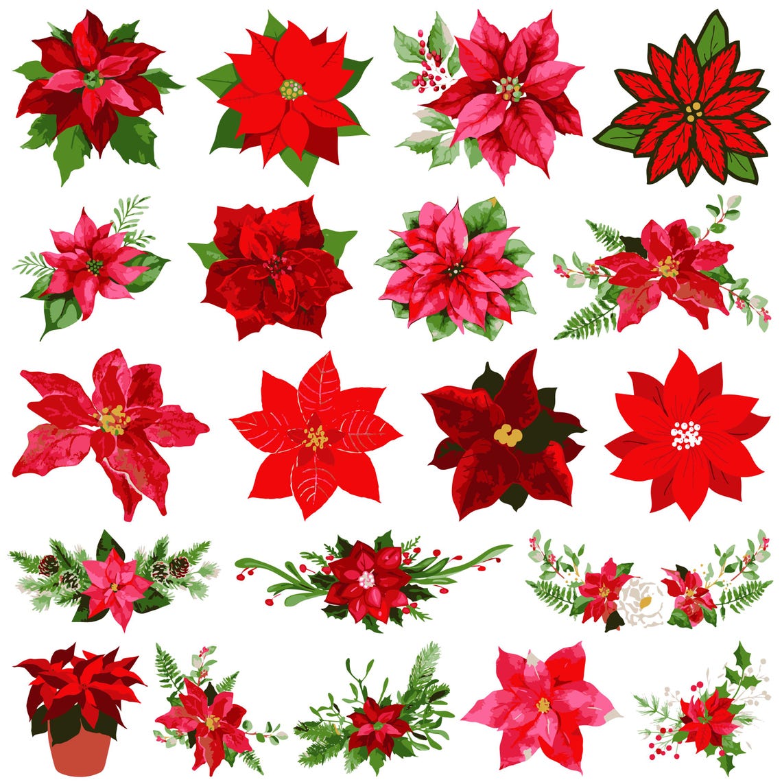 Poinsettia SVG Bundle, Christmas Flower Svg, Poinsettia Eps, Poinsettia ...