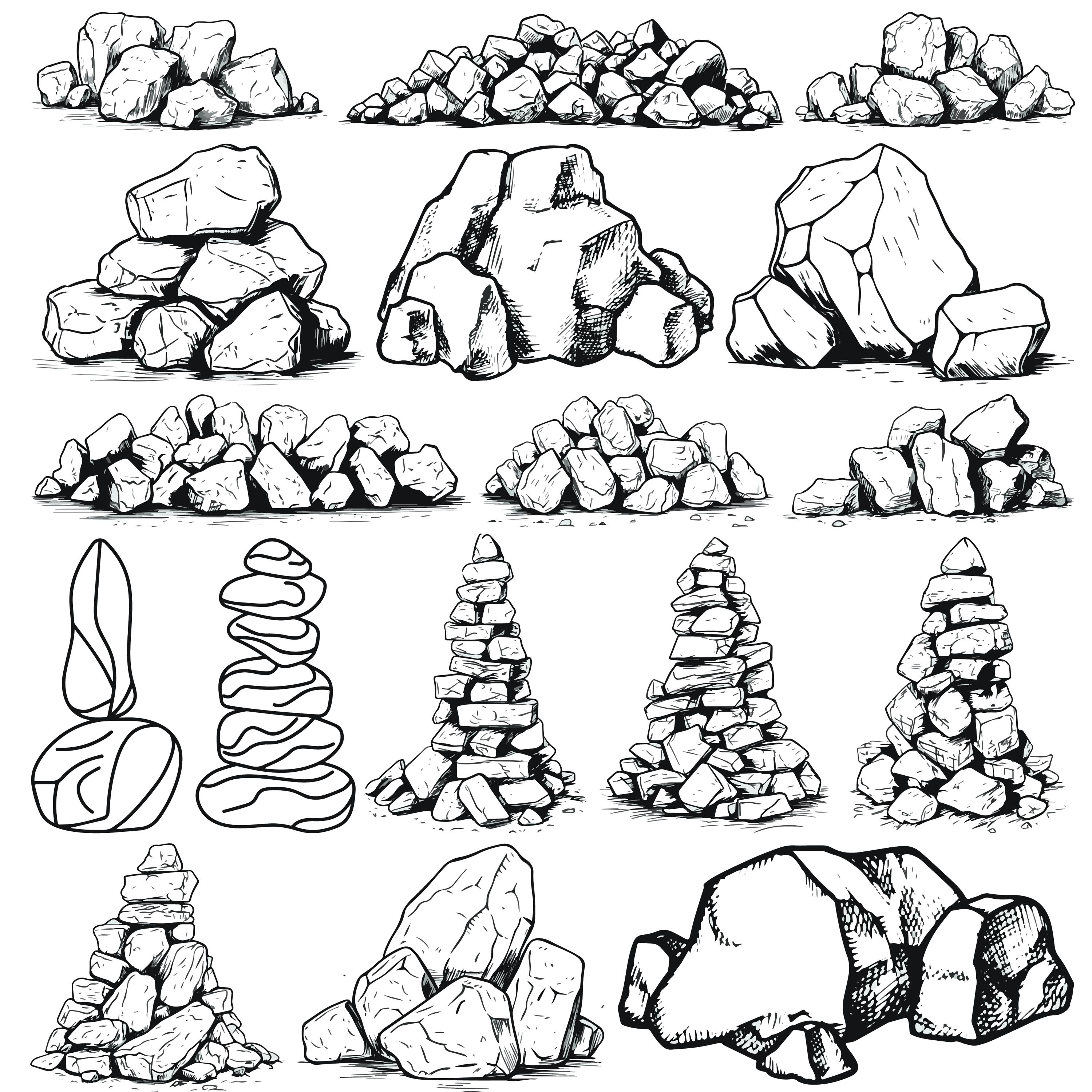 Pile of Stones SVG Bundle, Ile of Stones Eps, Pile of Stones Png, Pile ...
