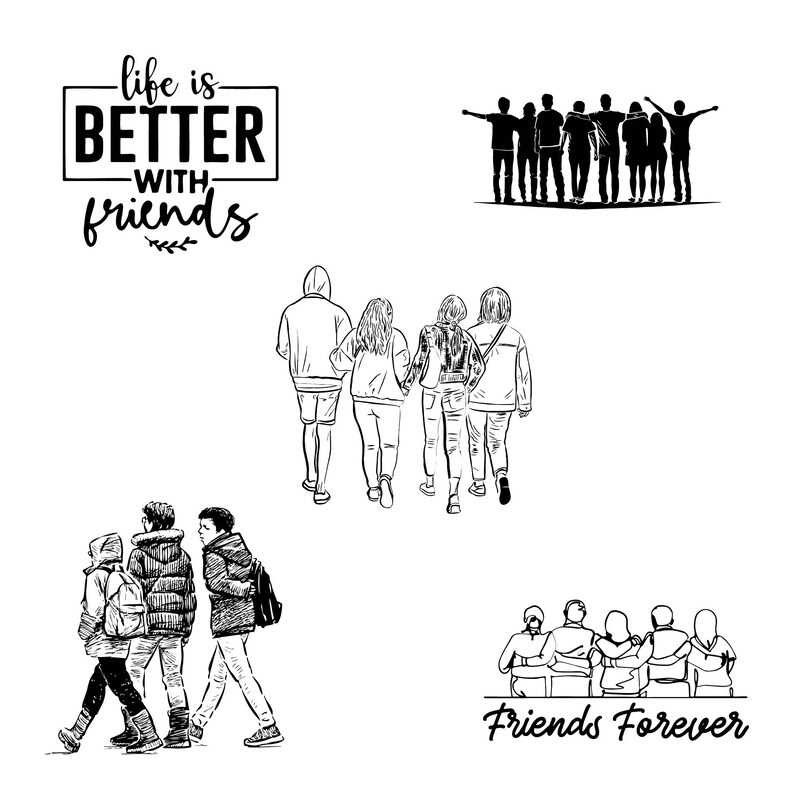 Friends Svg Bundle, Friends Clipart for Cricut, Best Friends Silhouette ...