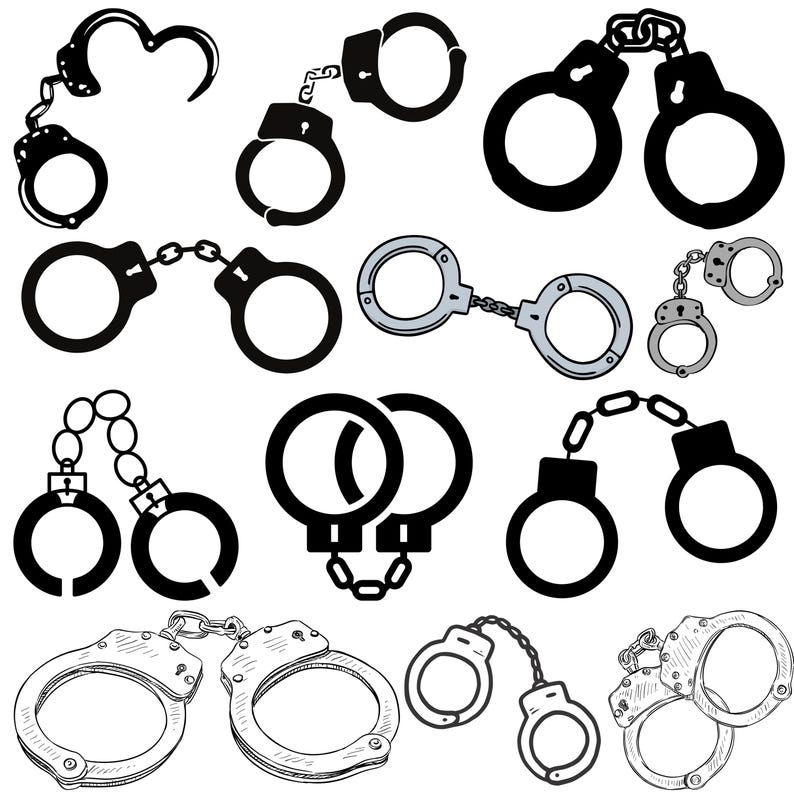 Handcuff SVG Bundle, Handcuff Clipart, Cut File, for Silhouette ...