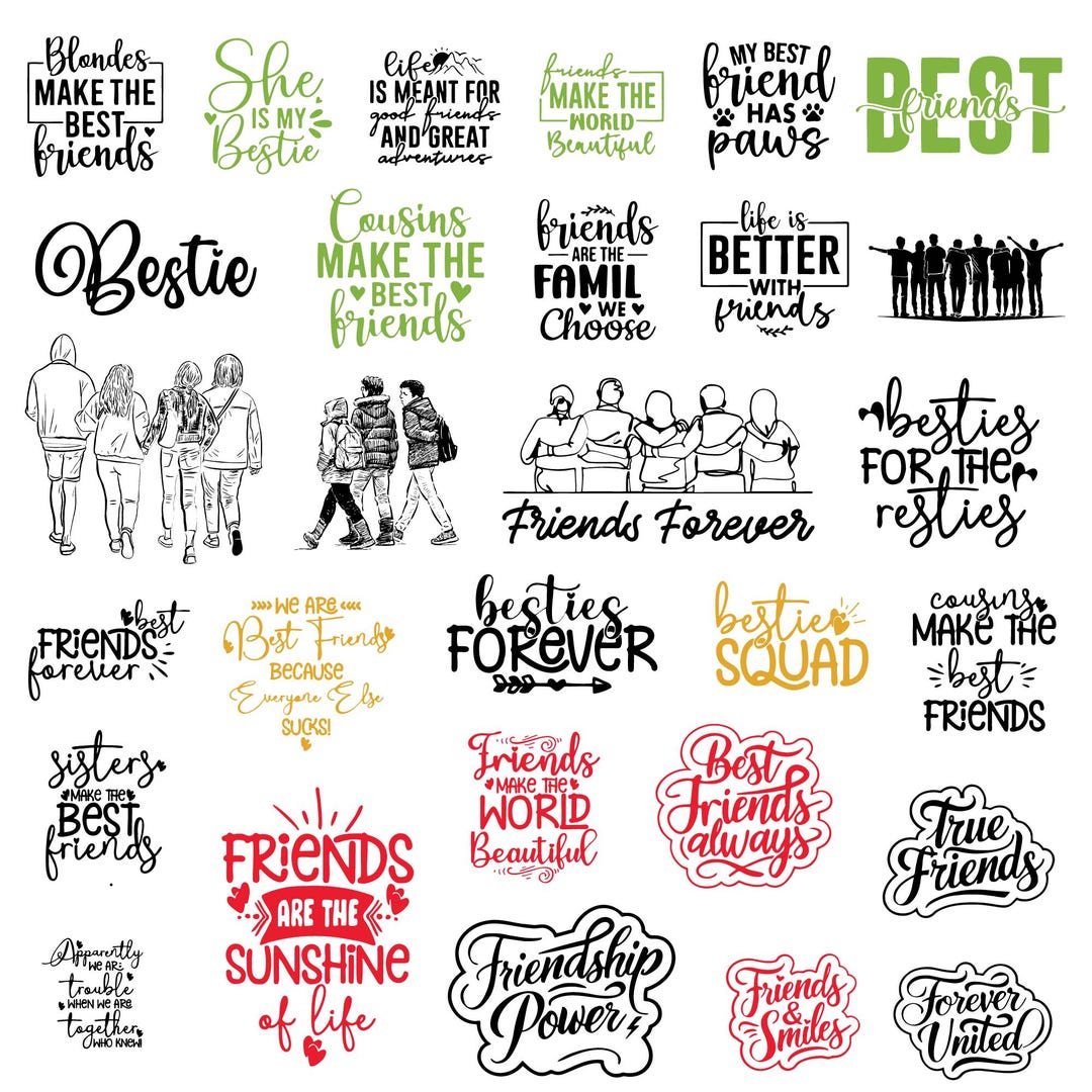 Friends Svg Bundle, Friends Clipart for Cricut, Best Friends Silhouette ...