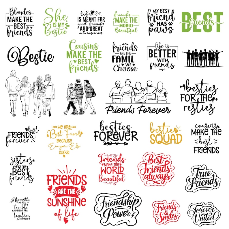Friends Svg Bundle, Friends Clipart for Cricut, Best Friends Silhouette ...
