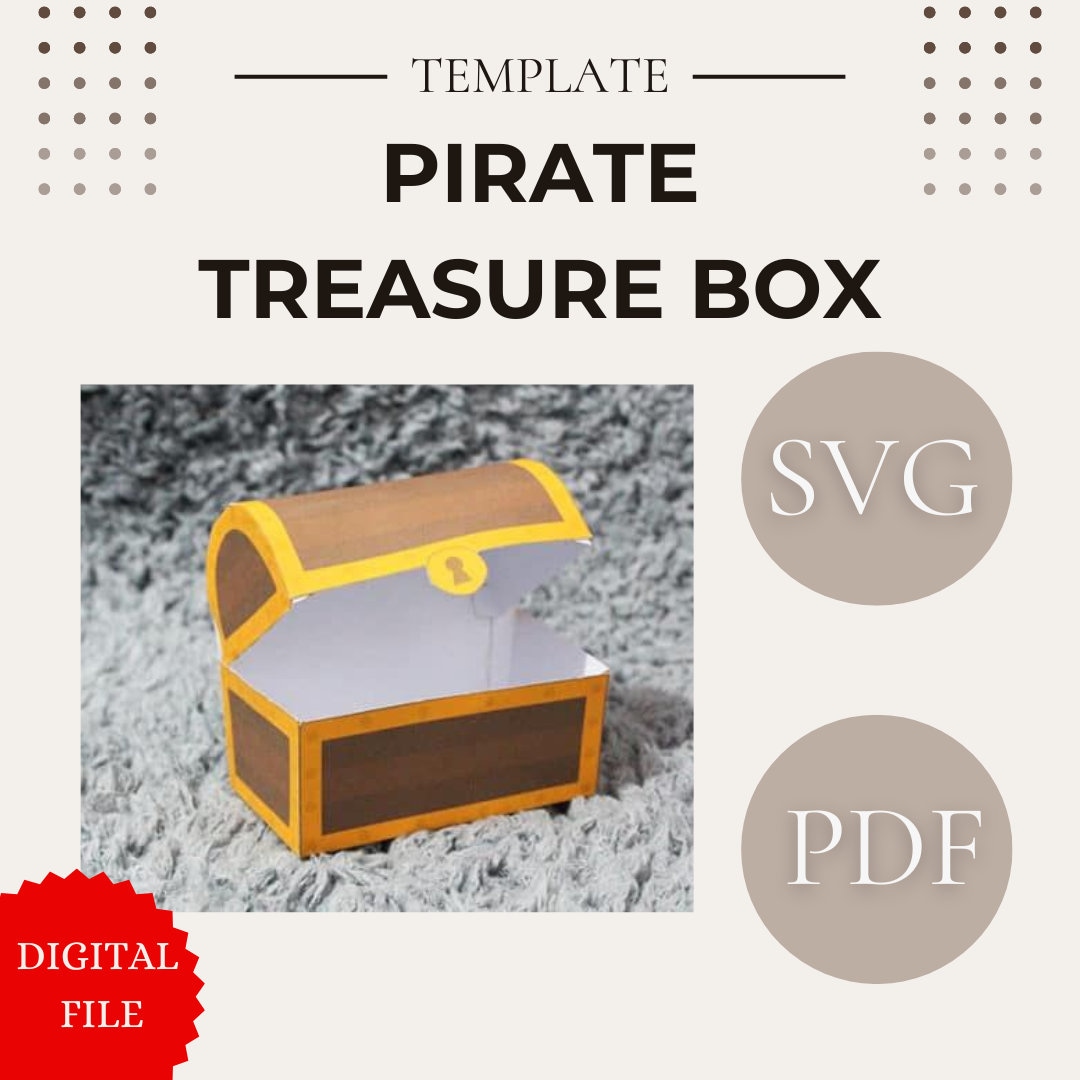 Treasure Chest Box Papercut Template, Party Favor Box, Gift Box ...