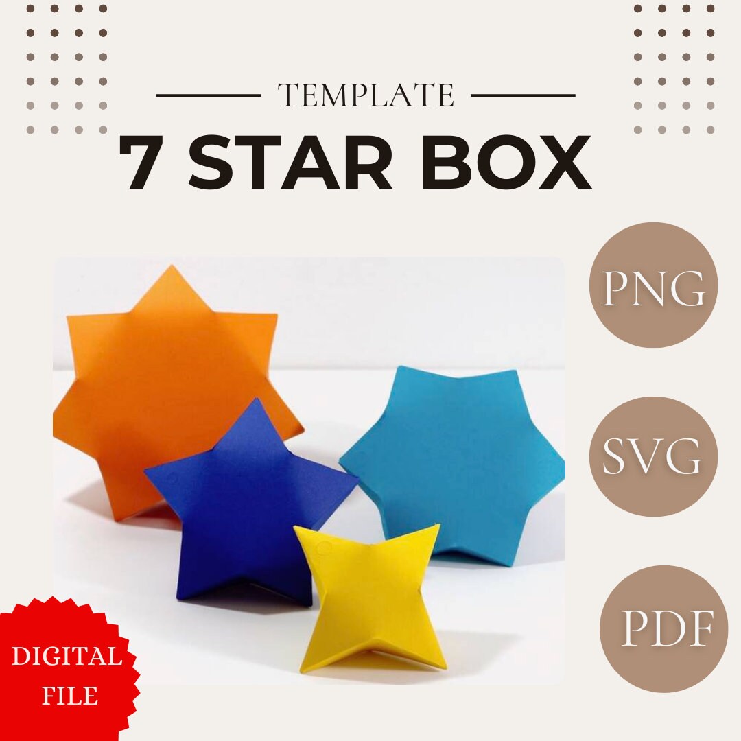 7 Star Box Template, Star Box SVG, Transparent Star Box, Star Shape ...