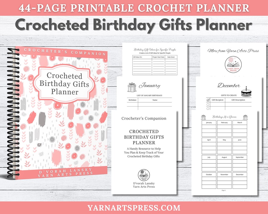 Crocheted Birthday Gifts Planner Printable, 44-page Crochet Gift ...