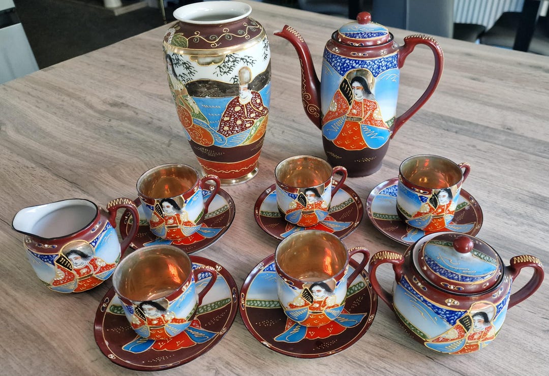 Vintage Japanese Satsuma Porcelain Tea Set Decorative - Etsy
