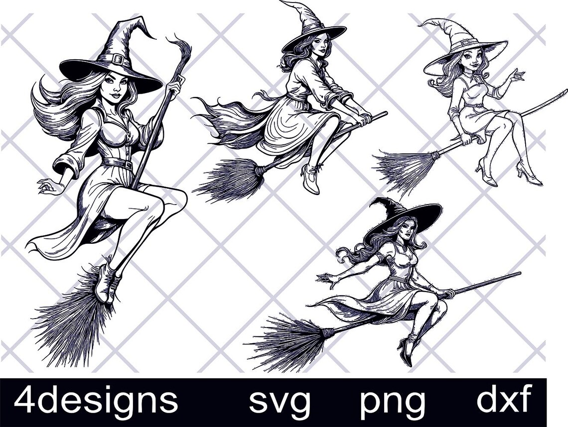 Witch on a Broom - Etsy