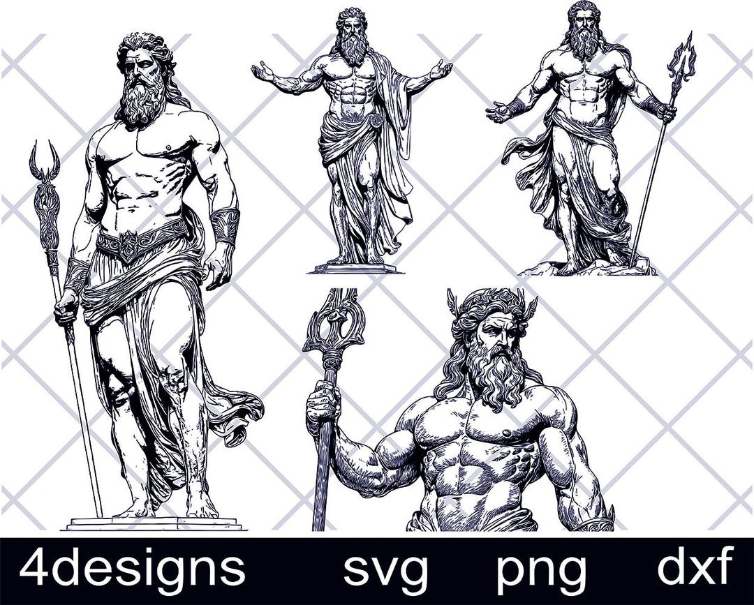 Zeus Vector Illustration, Instant Download, Png, Svg, Dxf, Laser Cut ...