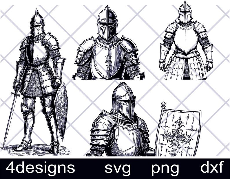 Medieval Warrior Vector Illustration, Instant Download, Png, Svg, Dxf ...