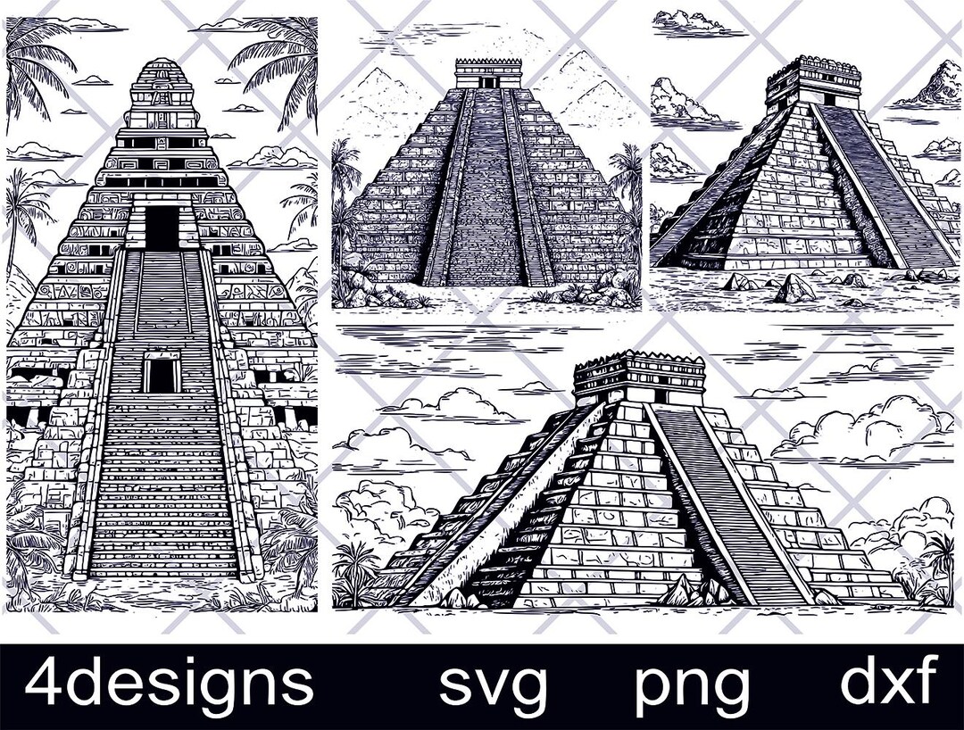 Mayan Pyramid Vector Illustration, Instant Download, Png, Svg, Dxf ...