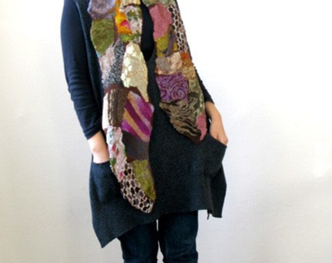 Patch Silk Brown Wool / Nuno Felted Scarf - Etsy