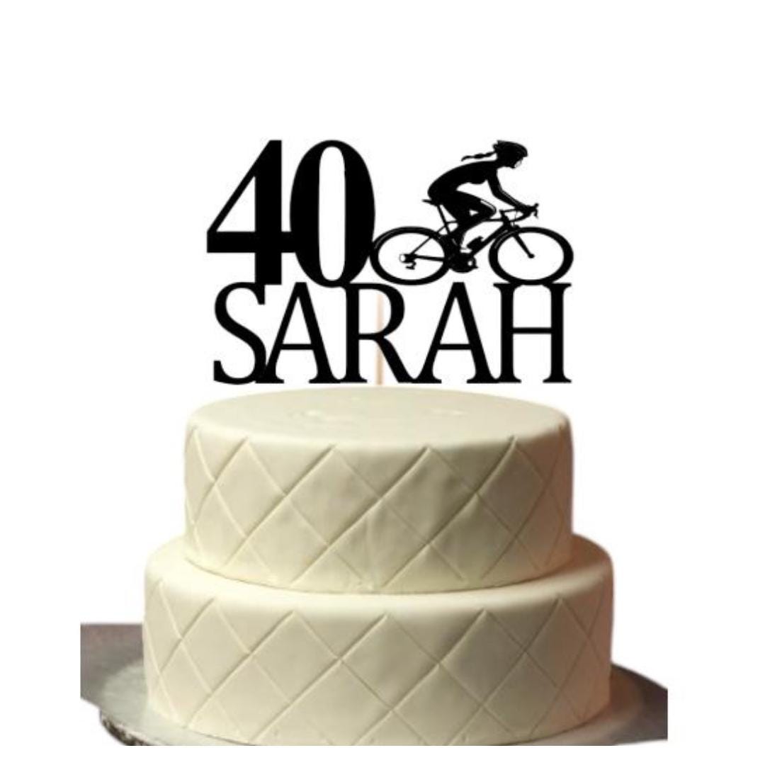 Cycler Cake Topper Personalised Bicycle Happy Birthday Cycle Cakes Art ...