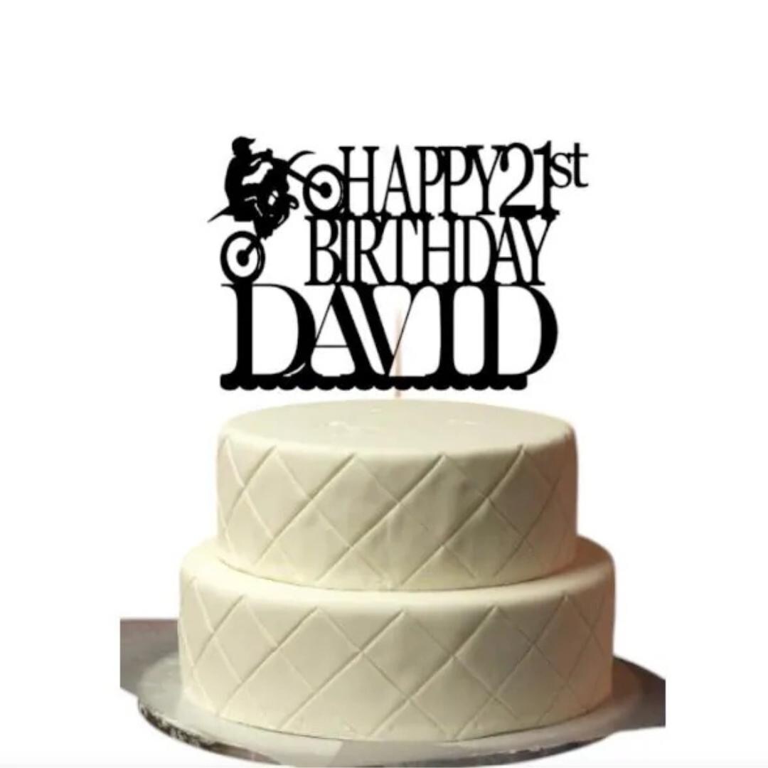 Personalised Motobike Cake Topper Custom Bike Name & Age Happy Birthday ...