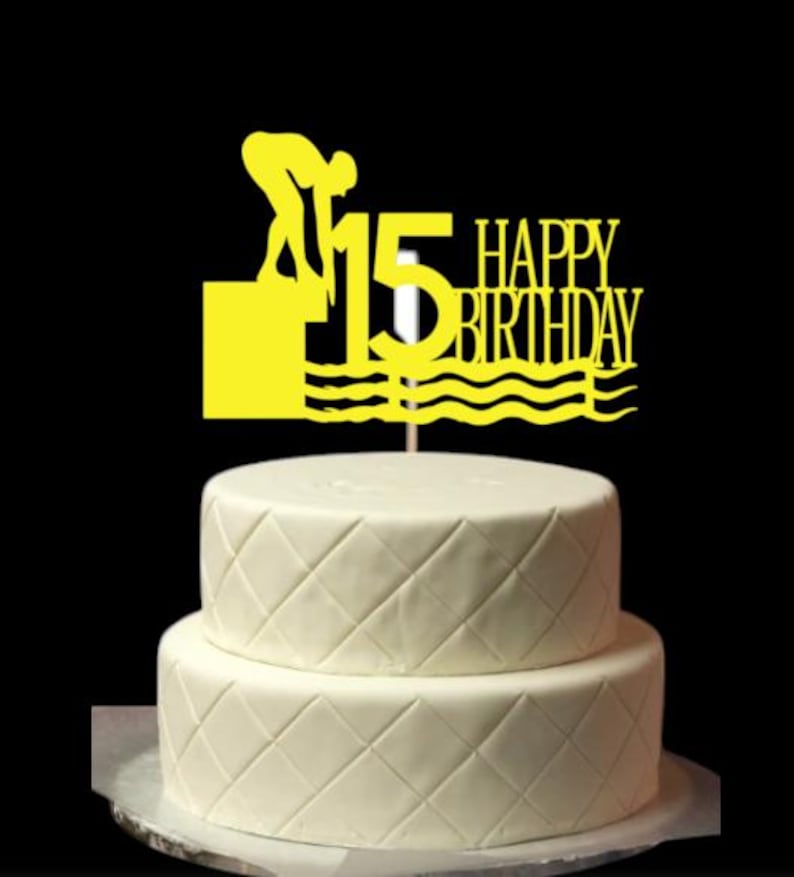 Personalized Glitter Swimming Birthday Cake Topper: Swimmer Theme - Etsy