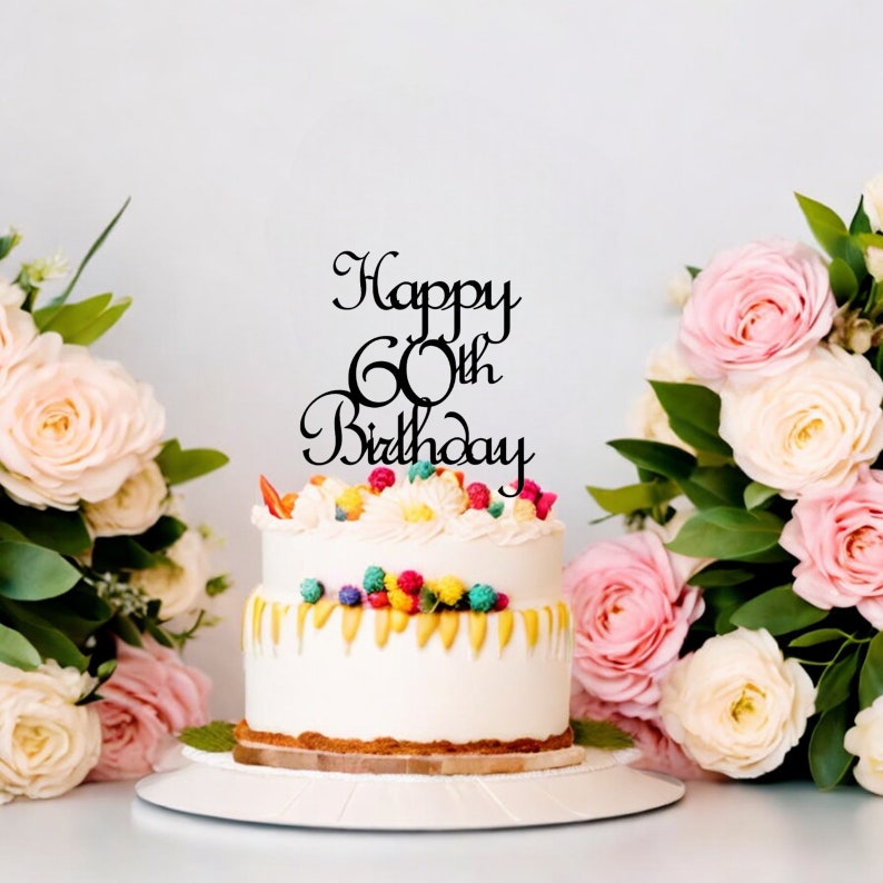 Happy 60th Birthday Cake Topper Custom Personalised Toppers Party ...