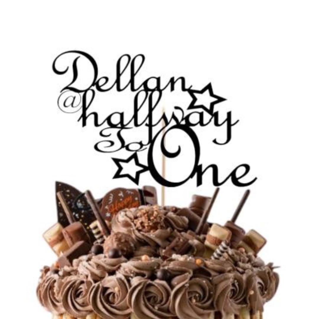 Custom Glitter Cake Topper: Halfway to One, 6x4 Inch - Etsy