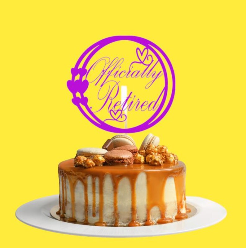 Custom Made Happy Retirement Cake Topper Round +officially Retired ...
