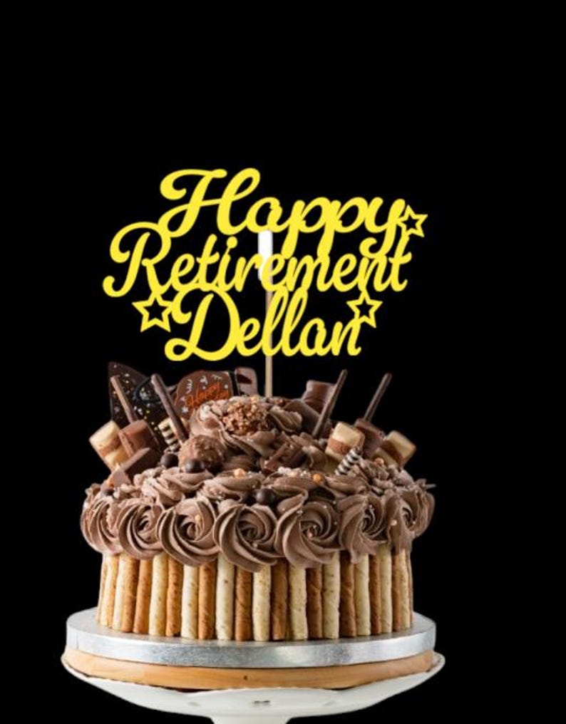 Custom Made Happy Retirement Cake Topper Round +officially Retired ...
