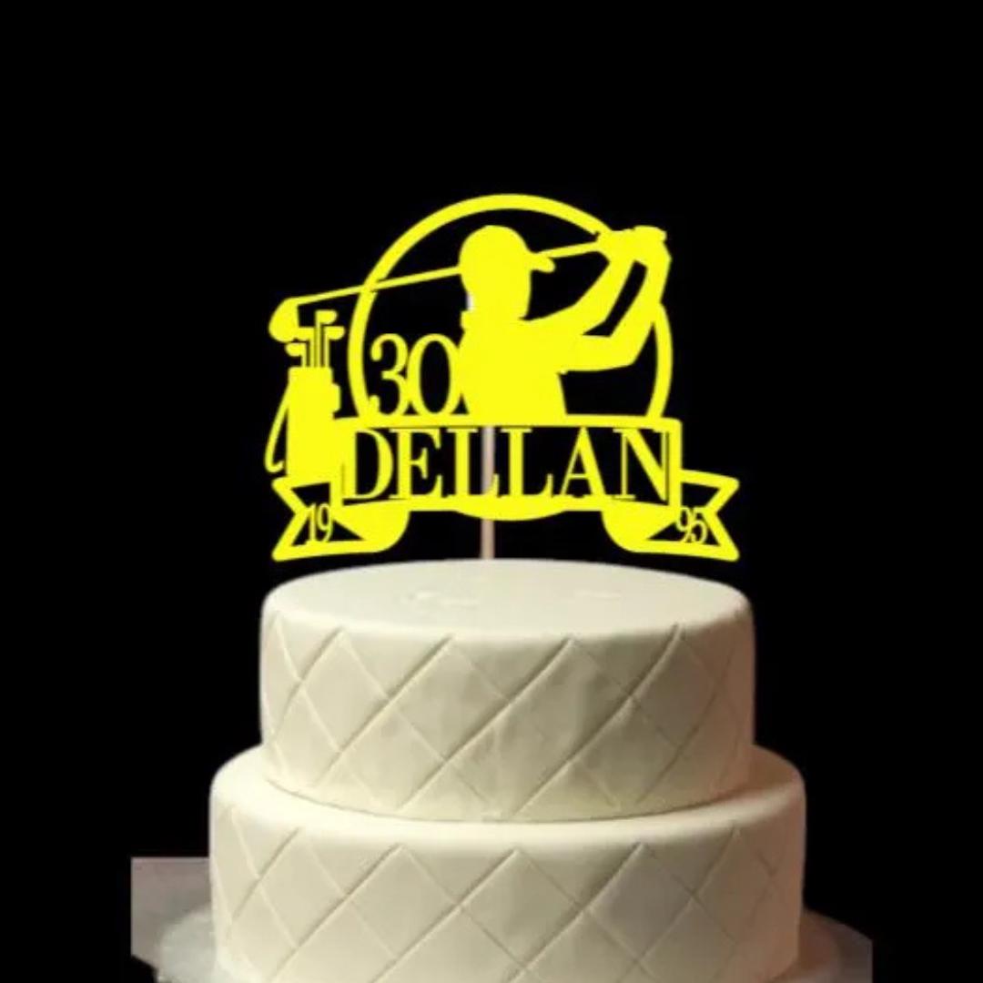Golf Man Happy Birthday Personalised Cake Topper Custom Golfer Cakes ...