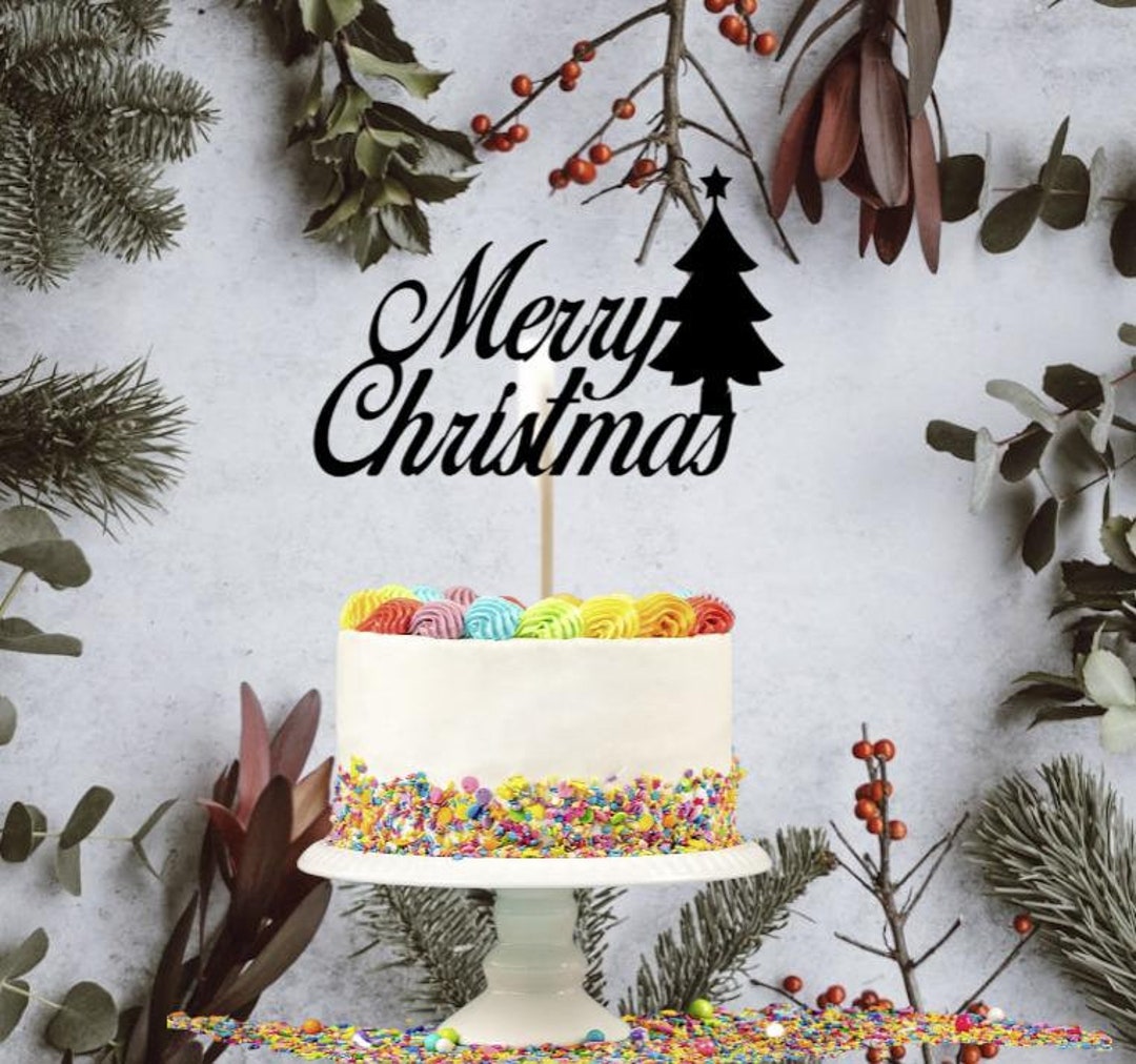 Merry Christmas Cake Topper Happy Xmas Celebration, Party Decorations ...