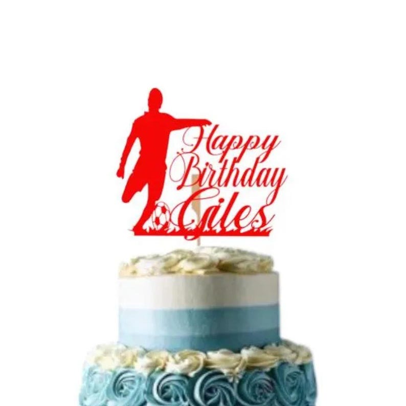Happy Retirement Football Birthday Cake Topper Personalised Glitter ...