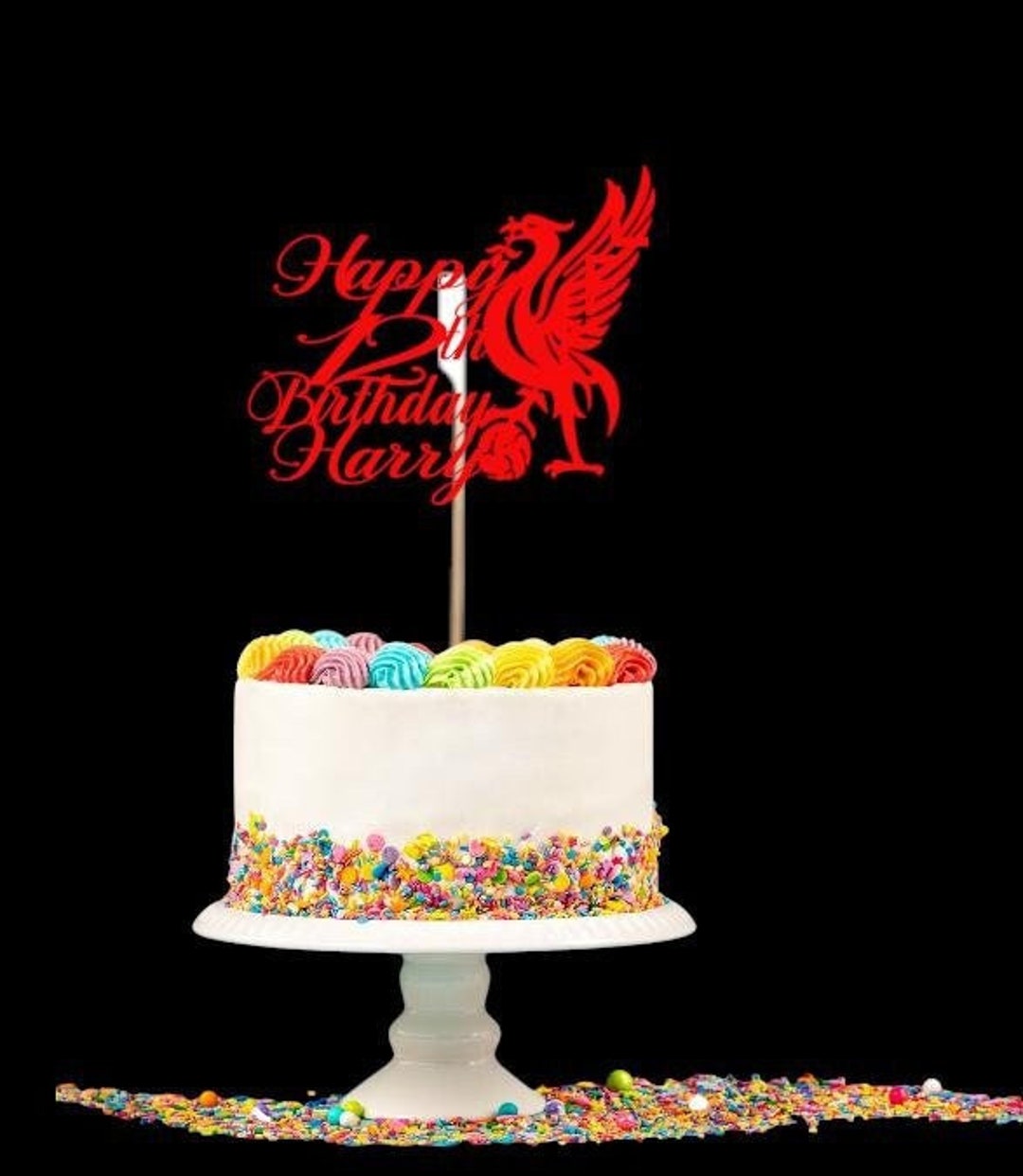 Personalised Liverbird Happy Birthday Cake Topper Any Name and Age ...