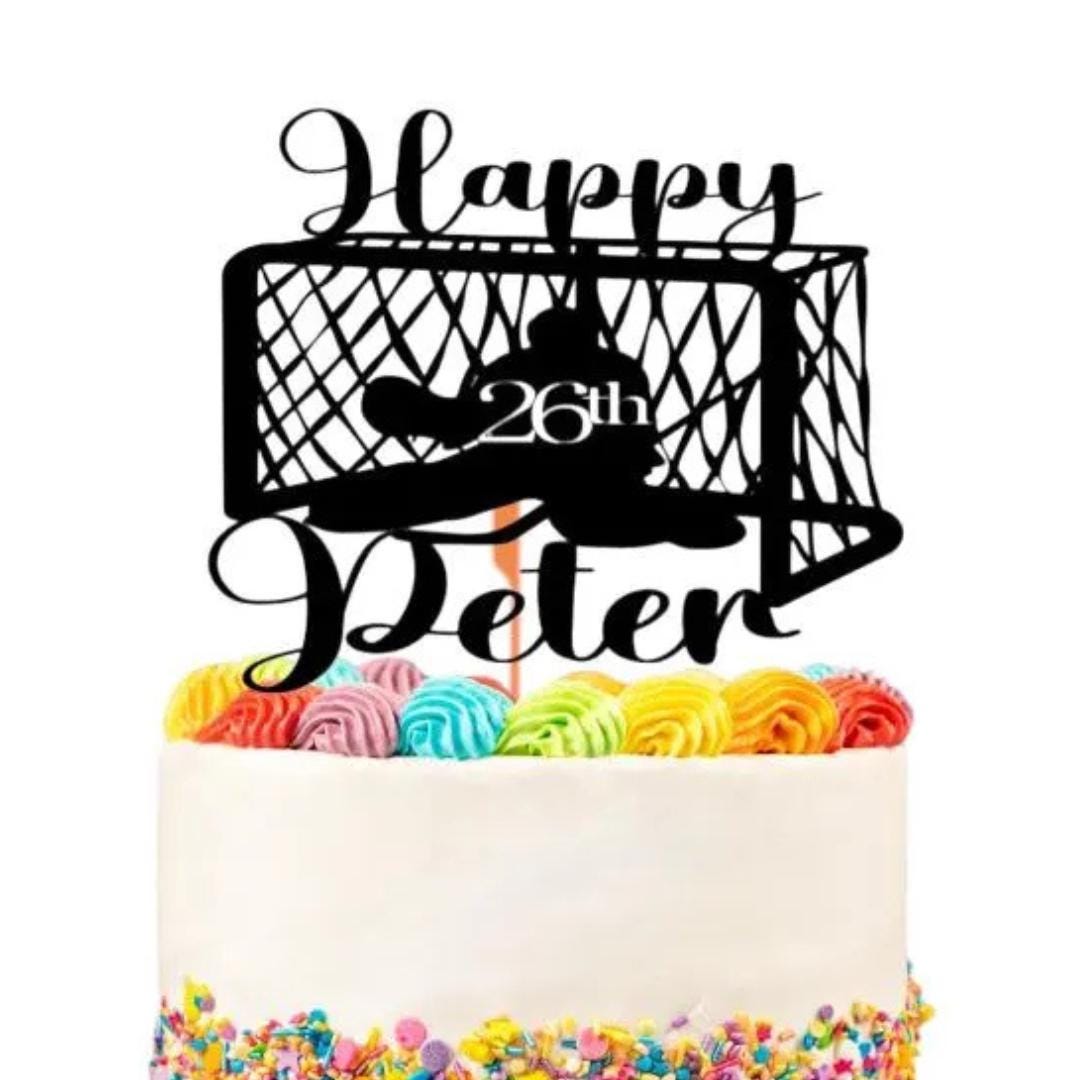 Custom Hockey Goalie Birthday Personalized Cake Topper Name and Age ...