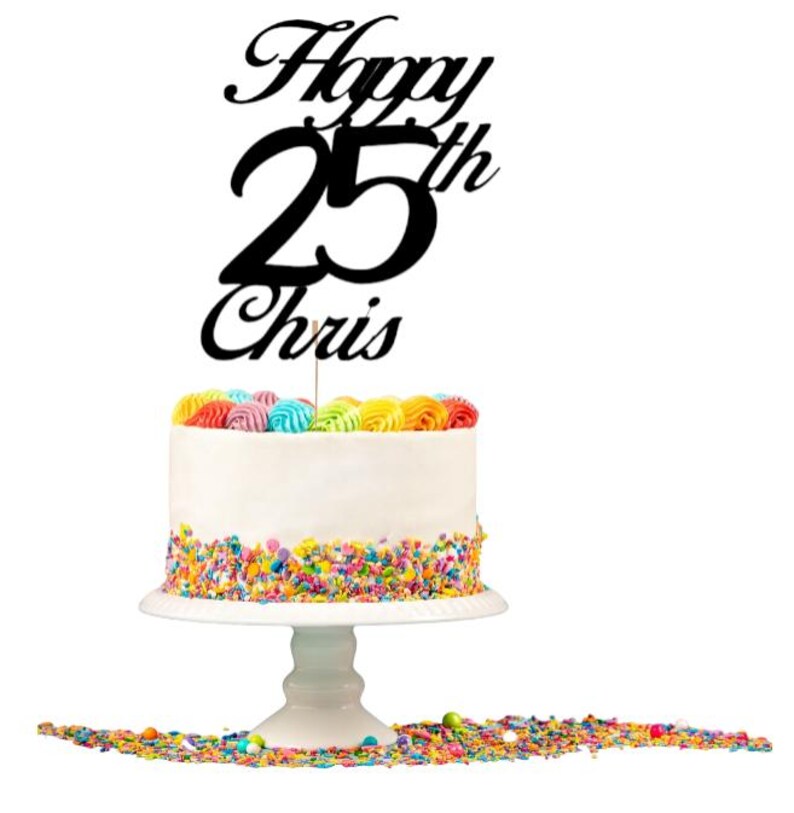 Happy 25th Birthday Cake Topper Custom Personalised Toppers Party ...