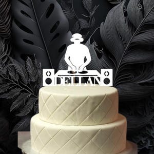 Personalized DJ Theme Cake Topper Glitter Card Musician Gift Themed ...