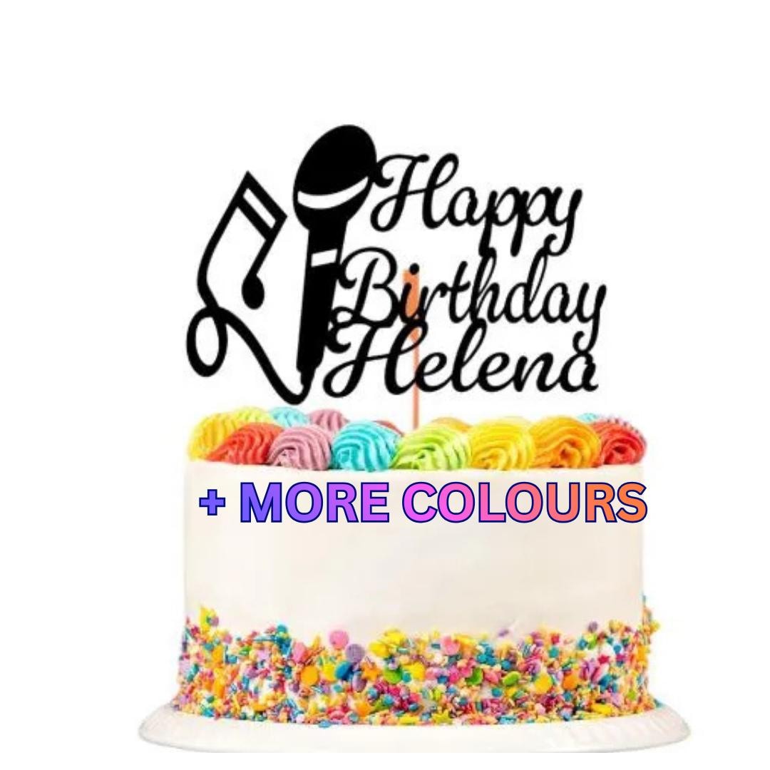 Personalized Microphone Cake Topper: Mic Happy Birthday Themed Cake ...