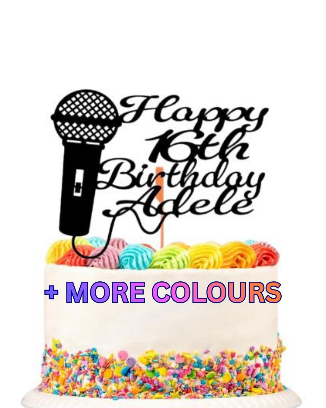 Personalized Microphone Glitter Cake Topper: Music Theme Party Decor - Etsy