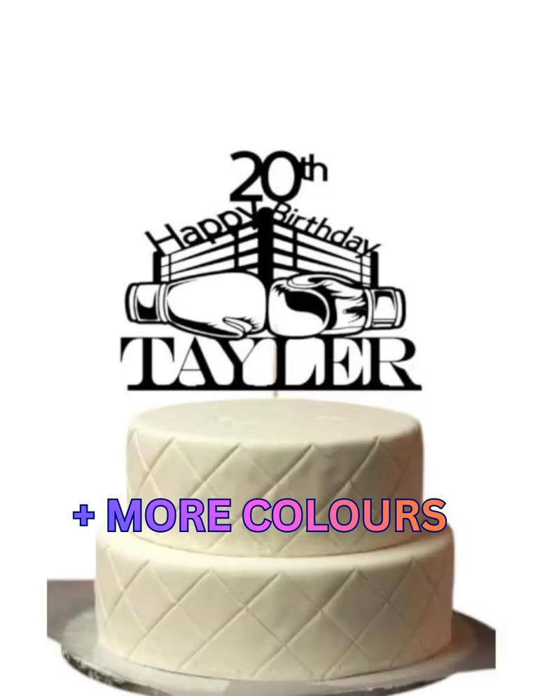 UFC Boxing Themed Cake Topper Personalized Boxer Fighter Glitter Card ...