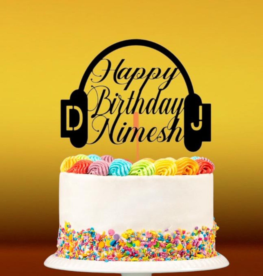 Personalized DJ Headphones Cake Topper: Glitter Birthday Party ...