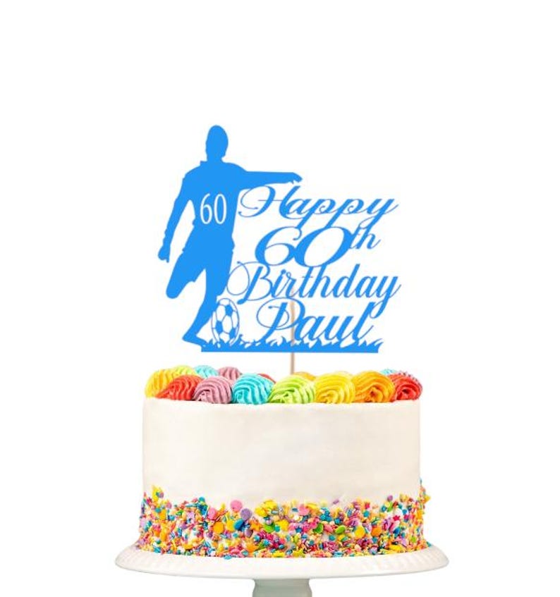 Happy Retirement Football Birthday Cake Topper Personalised Glitter ...