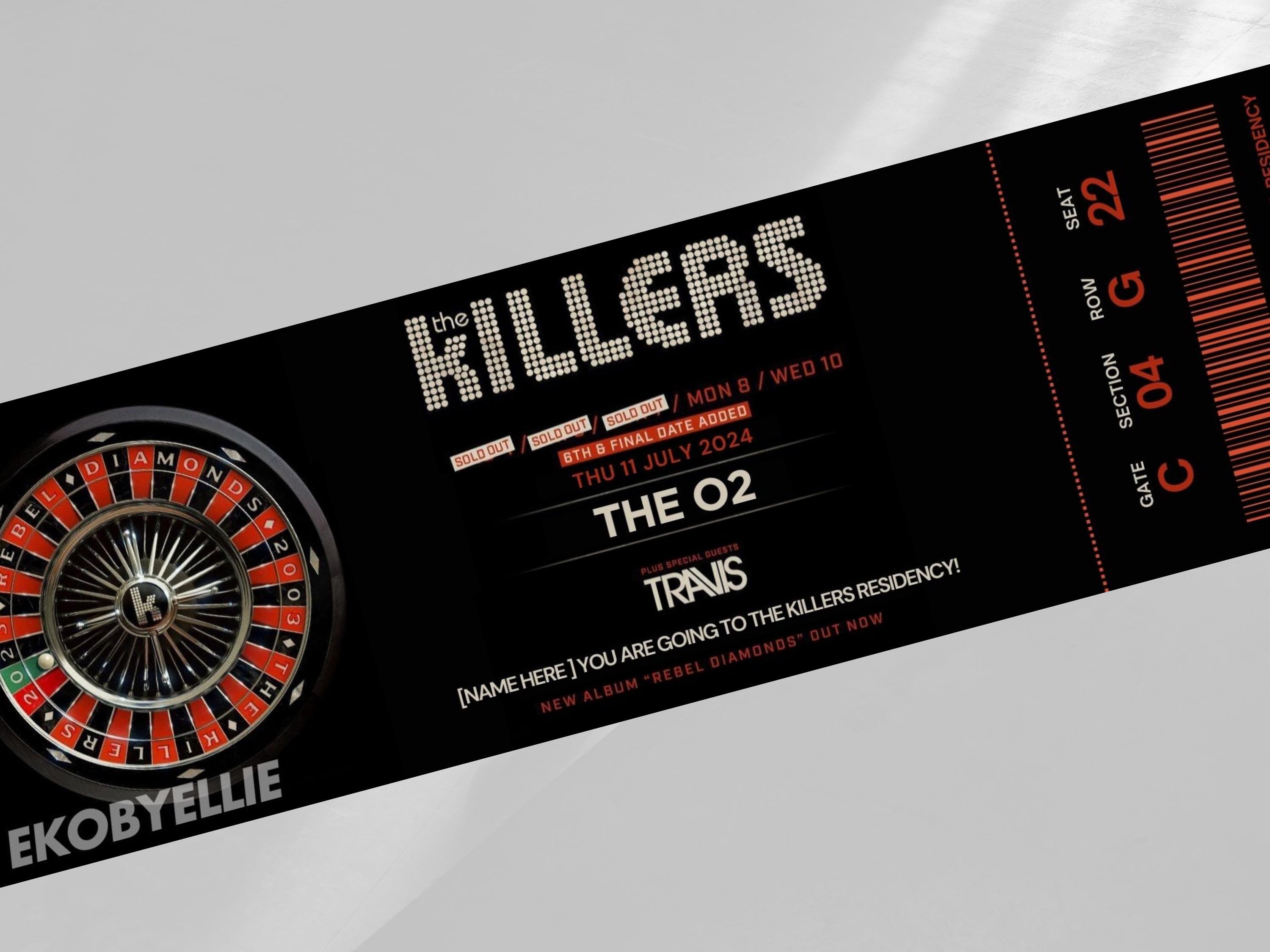 The Killers Replica Concert Ticket | Personalised Event Ticket ...