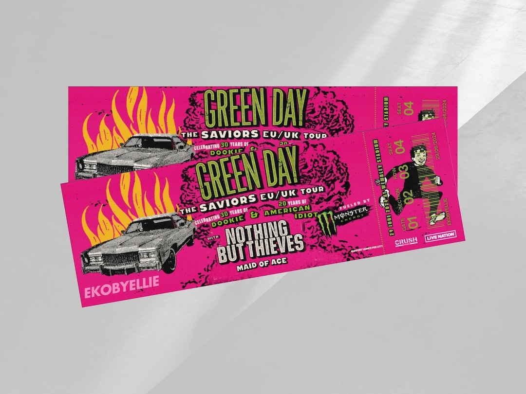 Green Day Replica Concert Ticket | Personalised Event Ticket | Digital ...