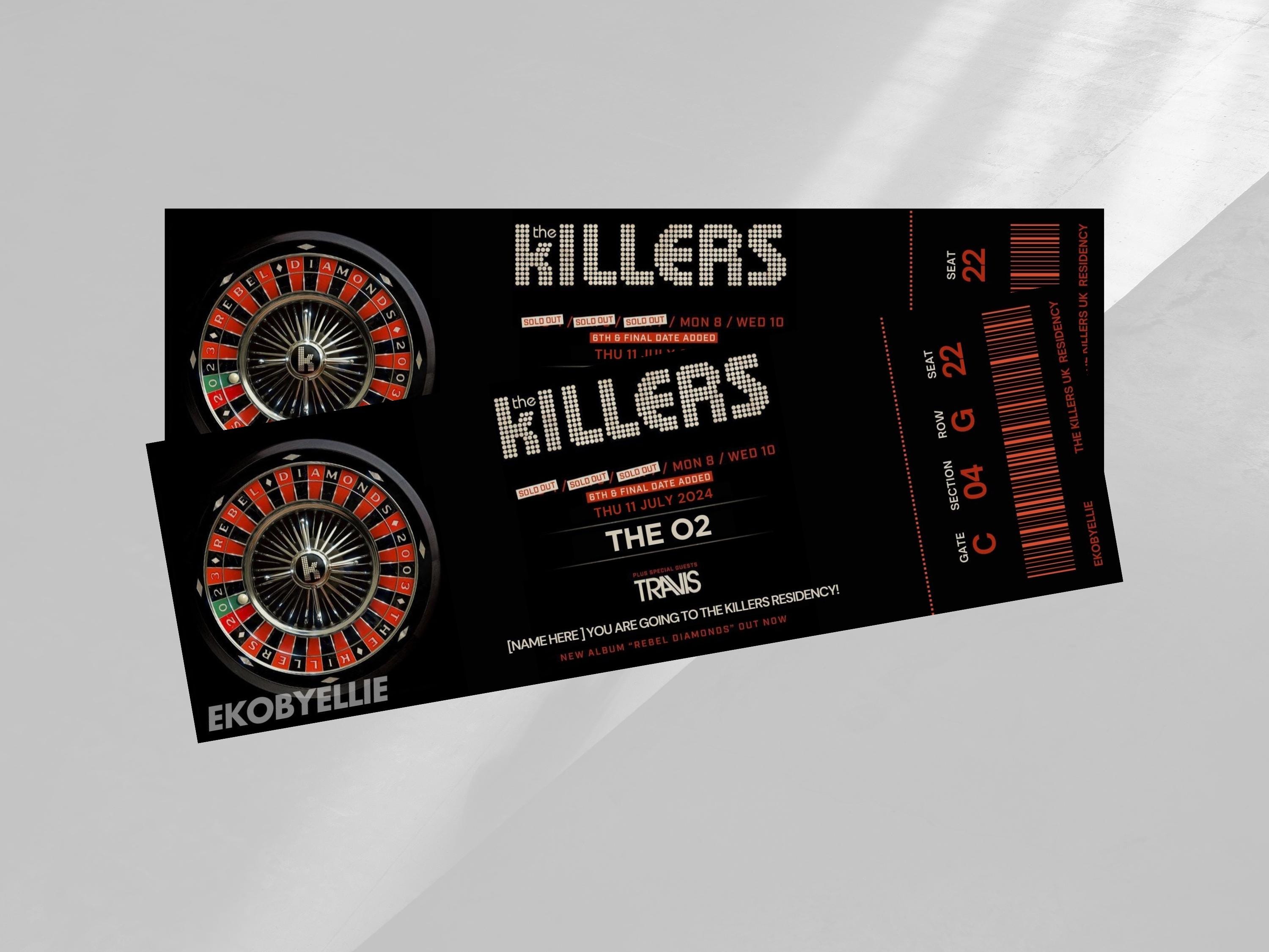 The Killers Replica Concert Ticket | Personalised Event Ticket ...