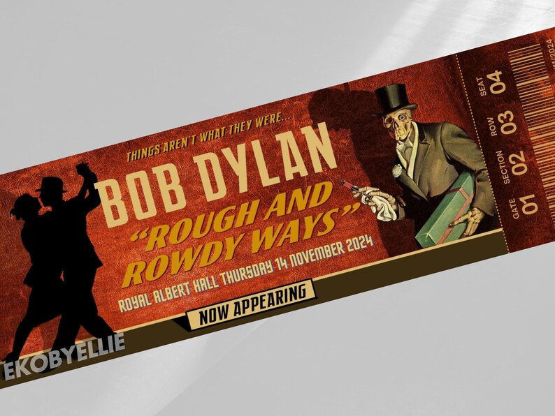 Bob Dylan Replica Concert Ticket Personalised Event Ticket Digital ...