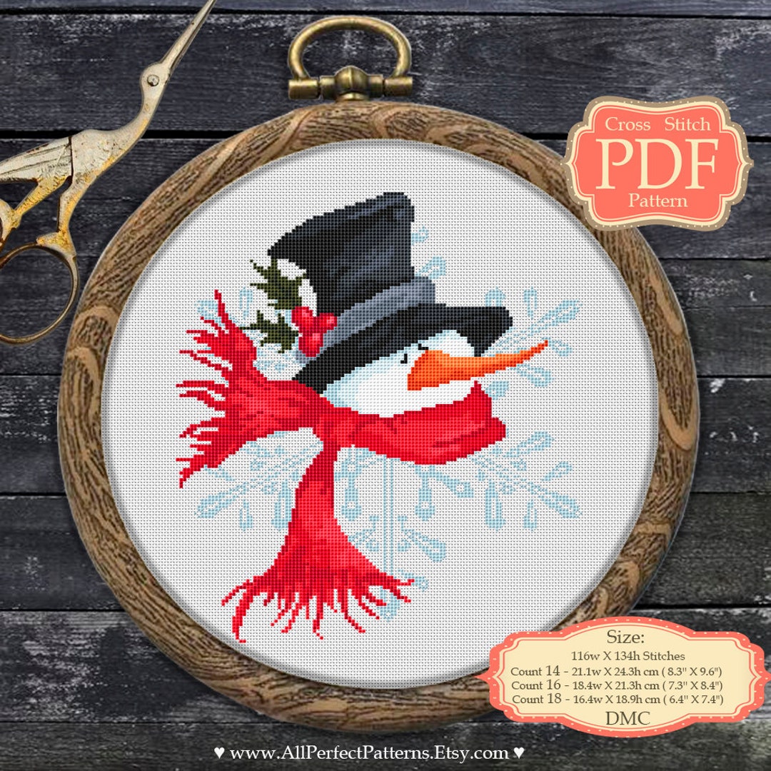 Snowman Cartoon Characters christmas / New Year Cross - Etsy